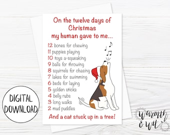 Printable Christmas Card Funny, Dog Christmas Card Digital, Christmas ...