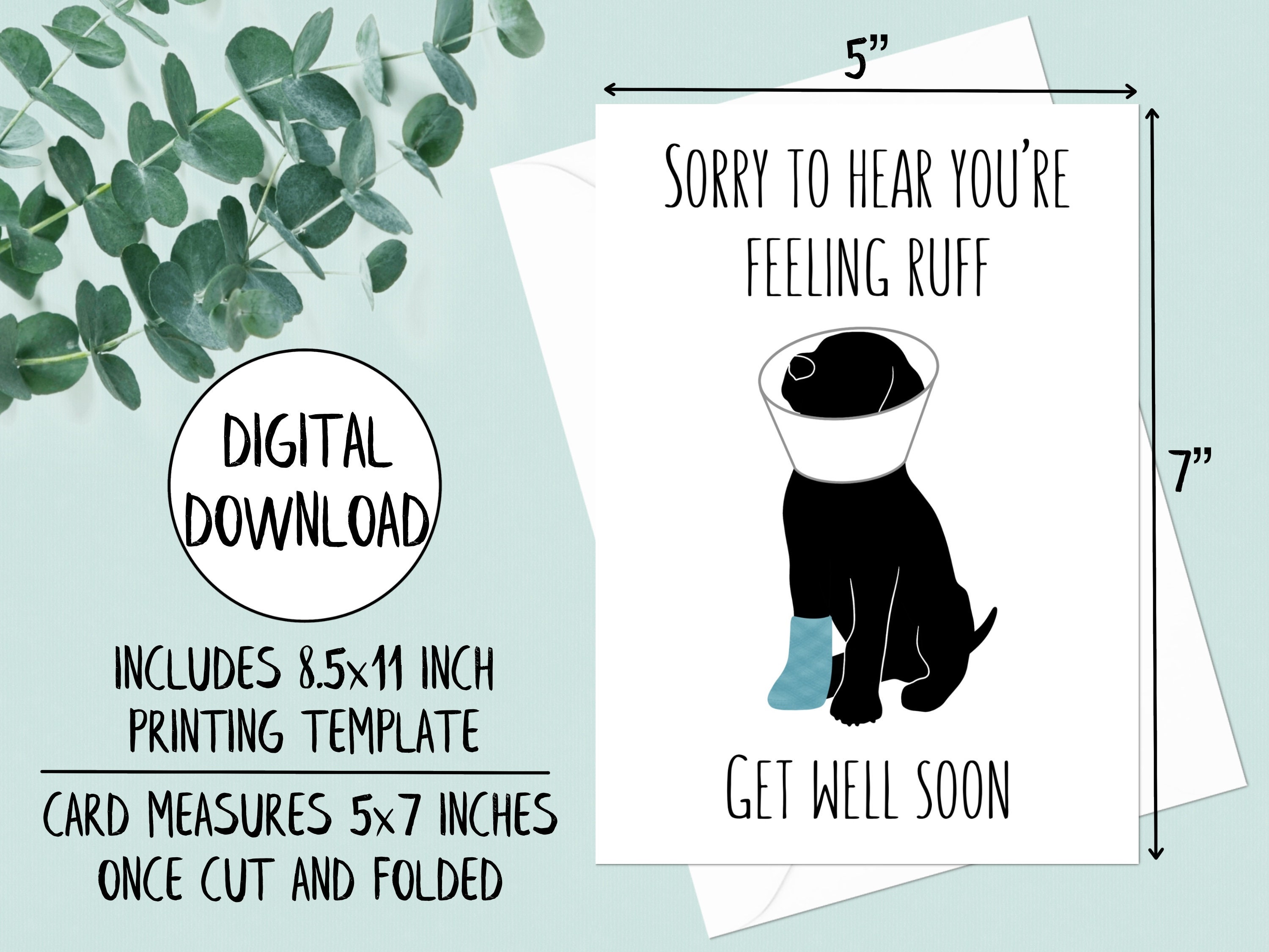 Printable Get Well Soon Card Dog Get Well Card Funny Get - Etsy