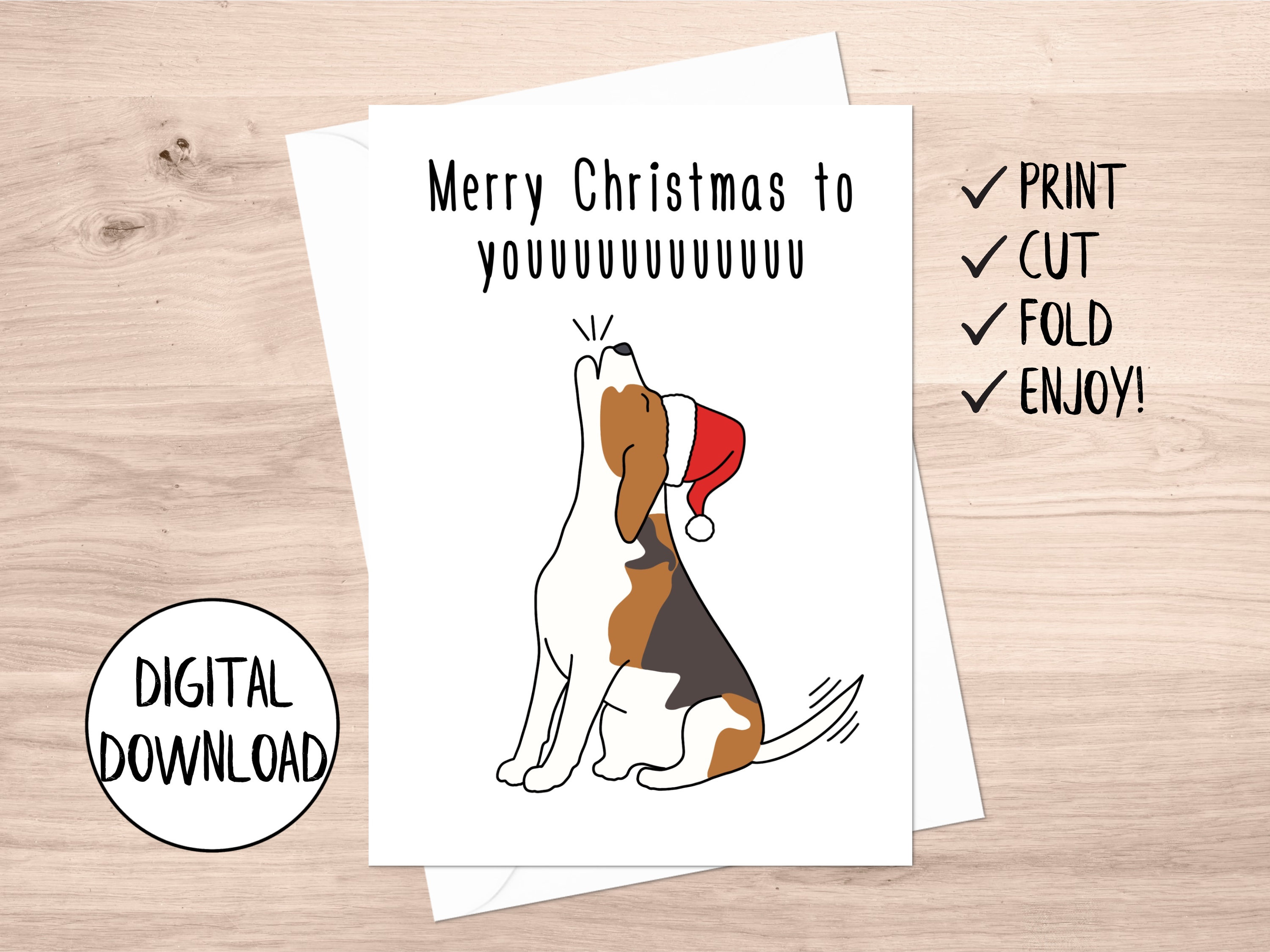 Printable Christmas Card Funny, Dog Christmas Card Digital, Christmas ...