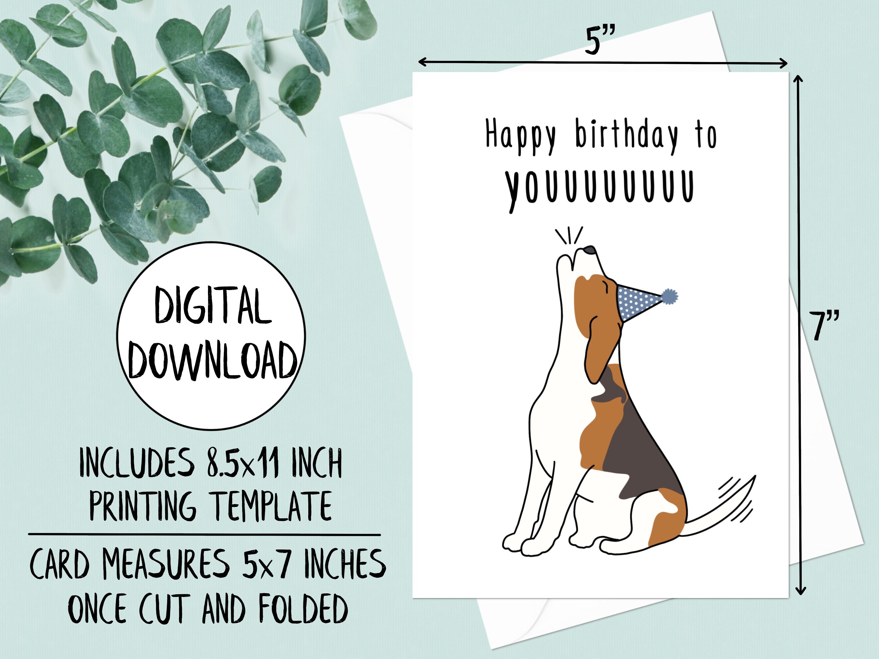 Printable Dog Birthday Card, Printable Birthday Card Funny, Digital ...
