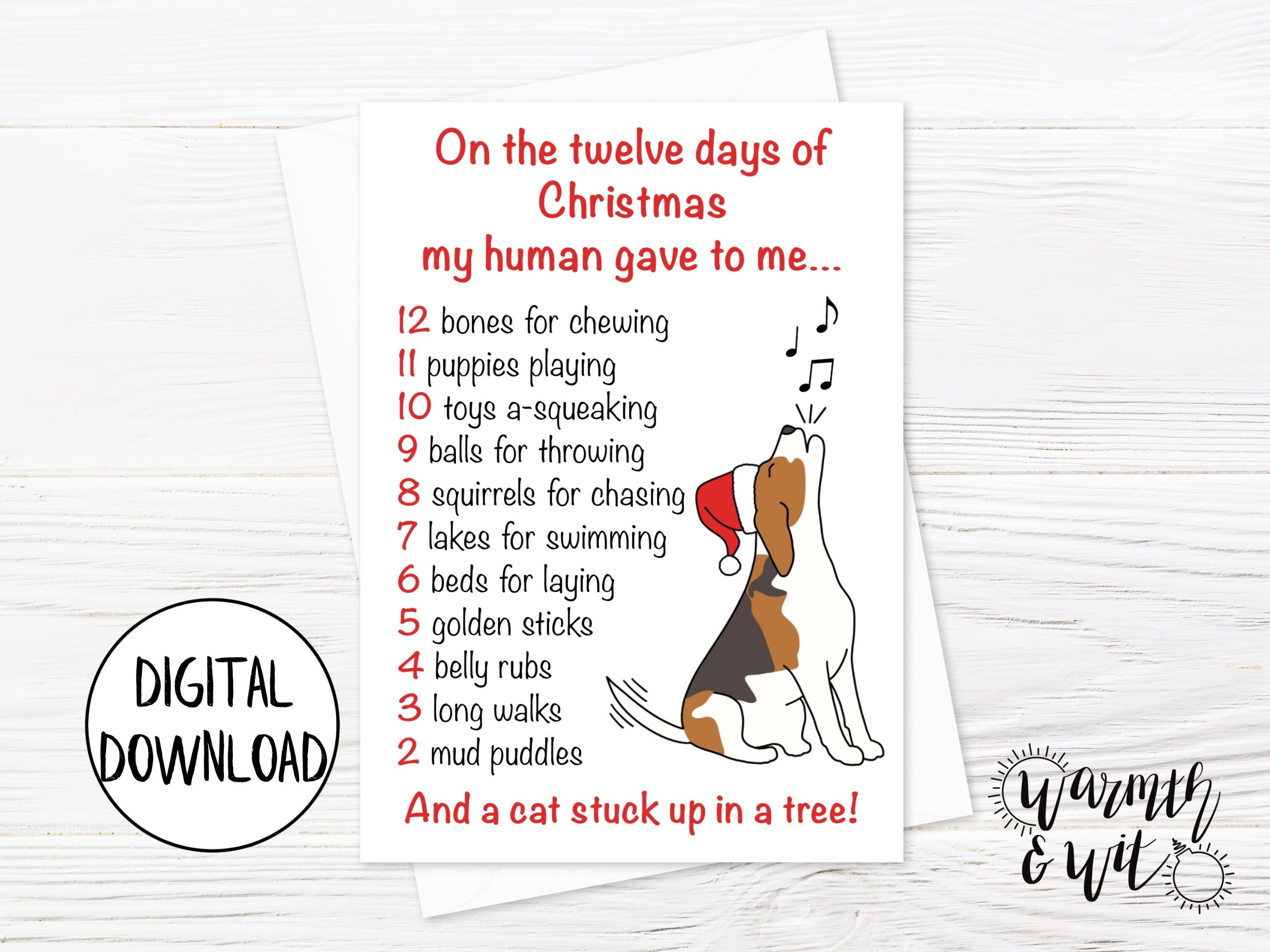 Printable Christmas Card From Dog, Dog Christmas Card Funny, Dog ...