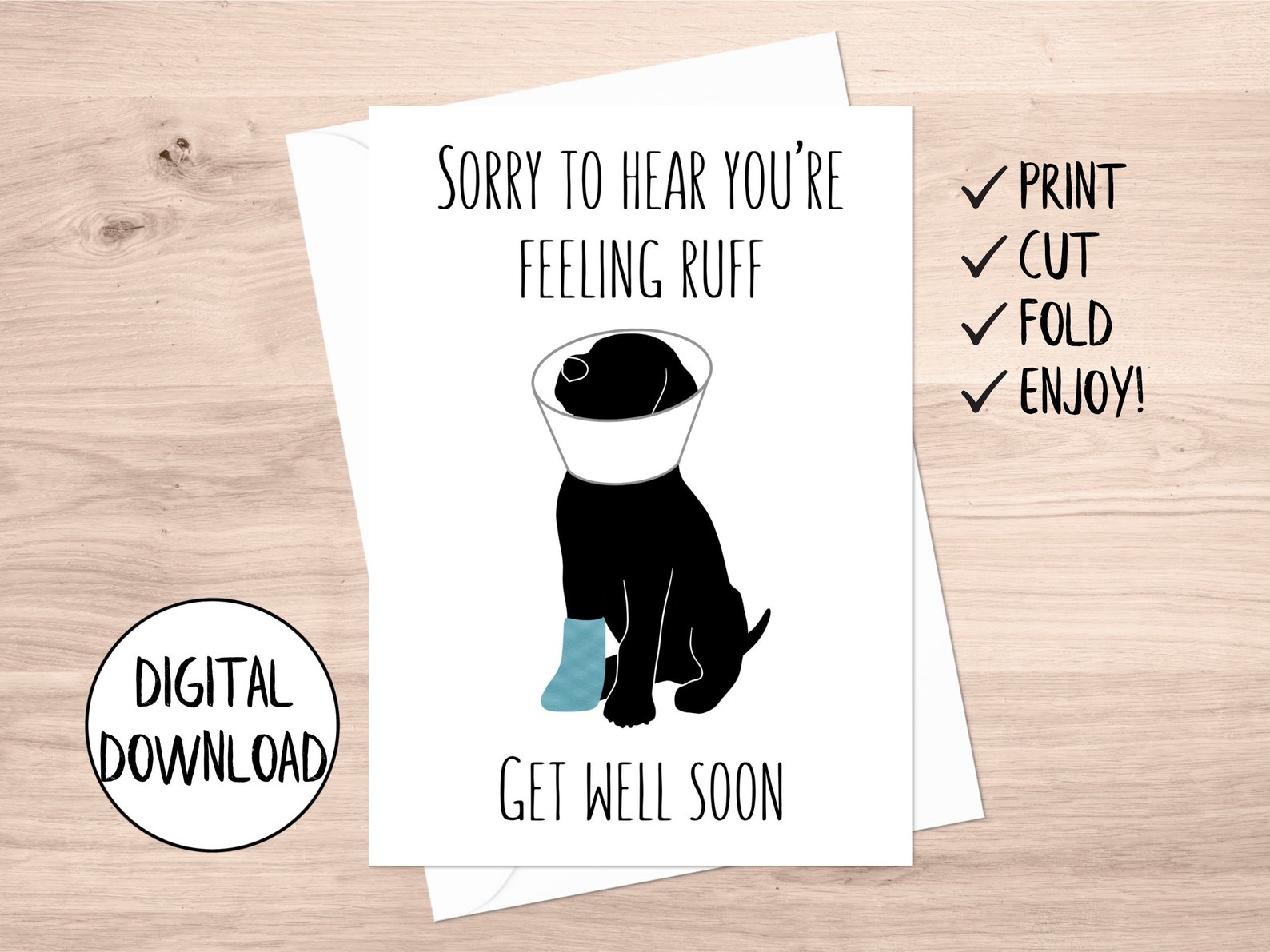 Printable Get Well Soon Card Dog Get Well Card Funny Get - Etsy