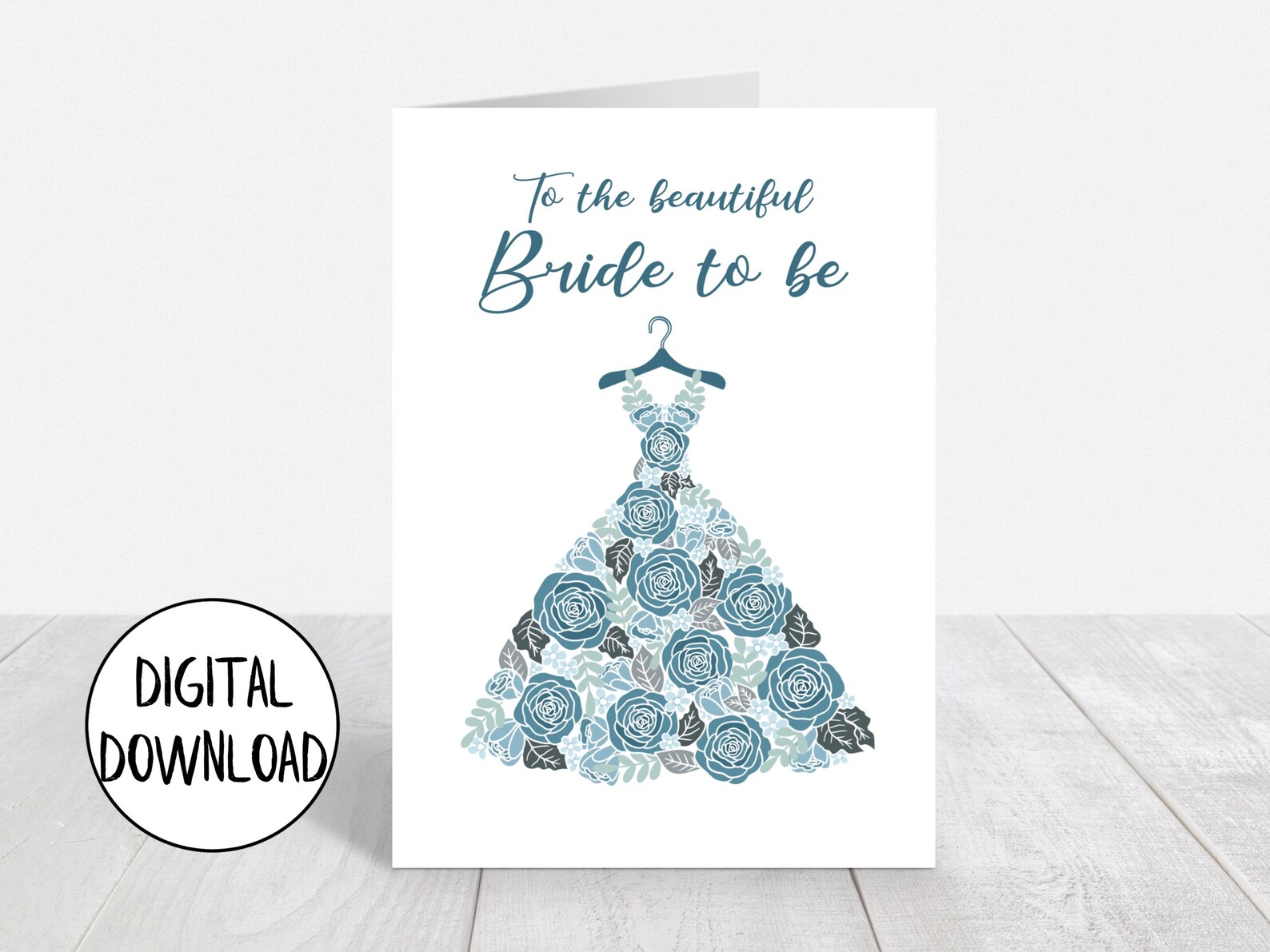Printable Bridal Shower Card, Bride to Be Card, Wedding Dress Card ...
