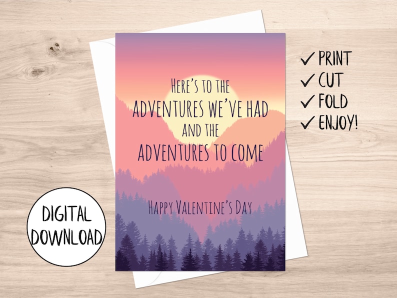 Printable Valentines Day Card Adventure, Romantic Valentine for Husband ...