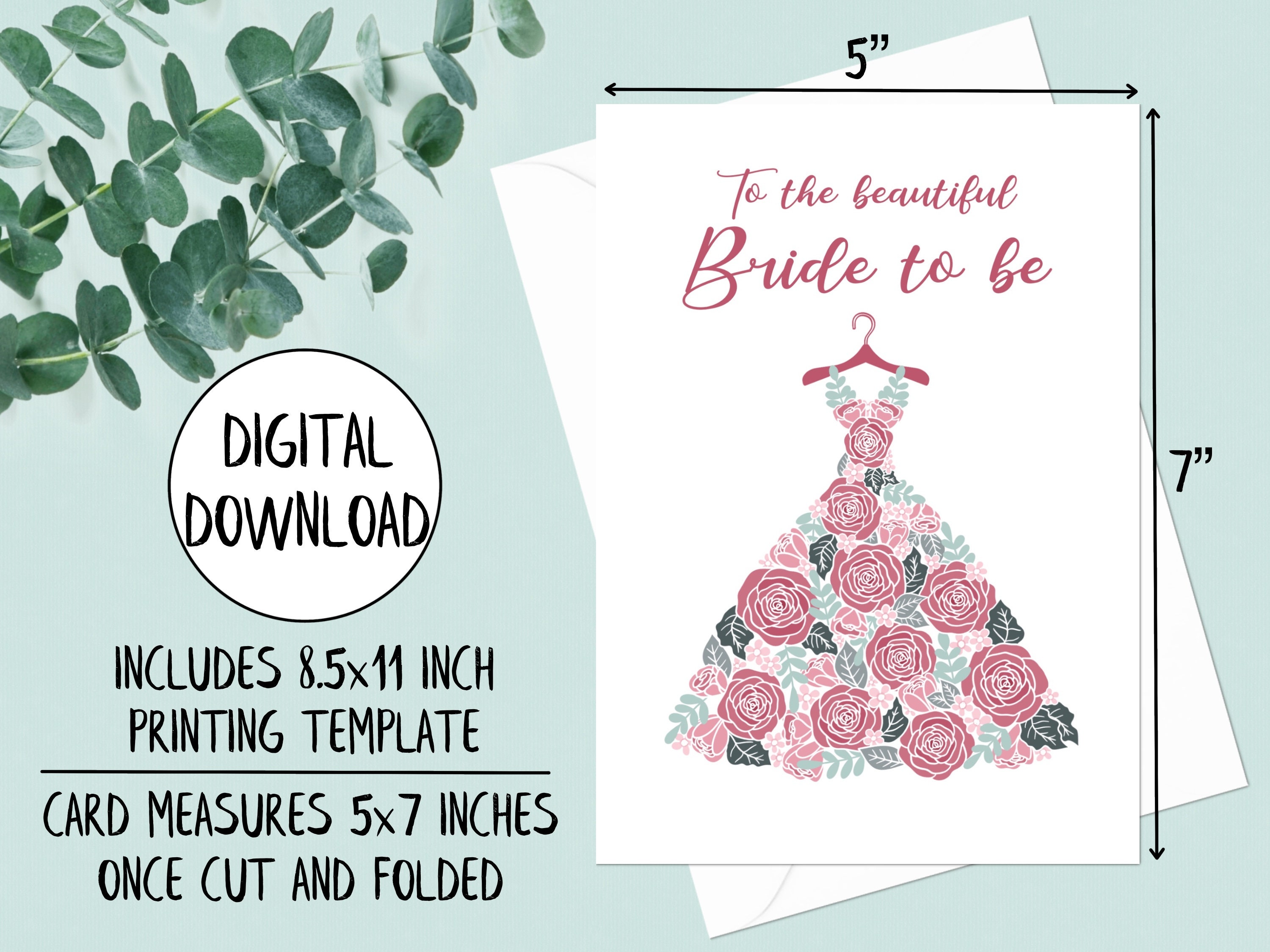 Printable Bridal Shower Card Bride to Be Card Wedding Dress - Etsy Canada