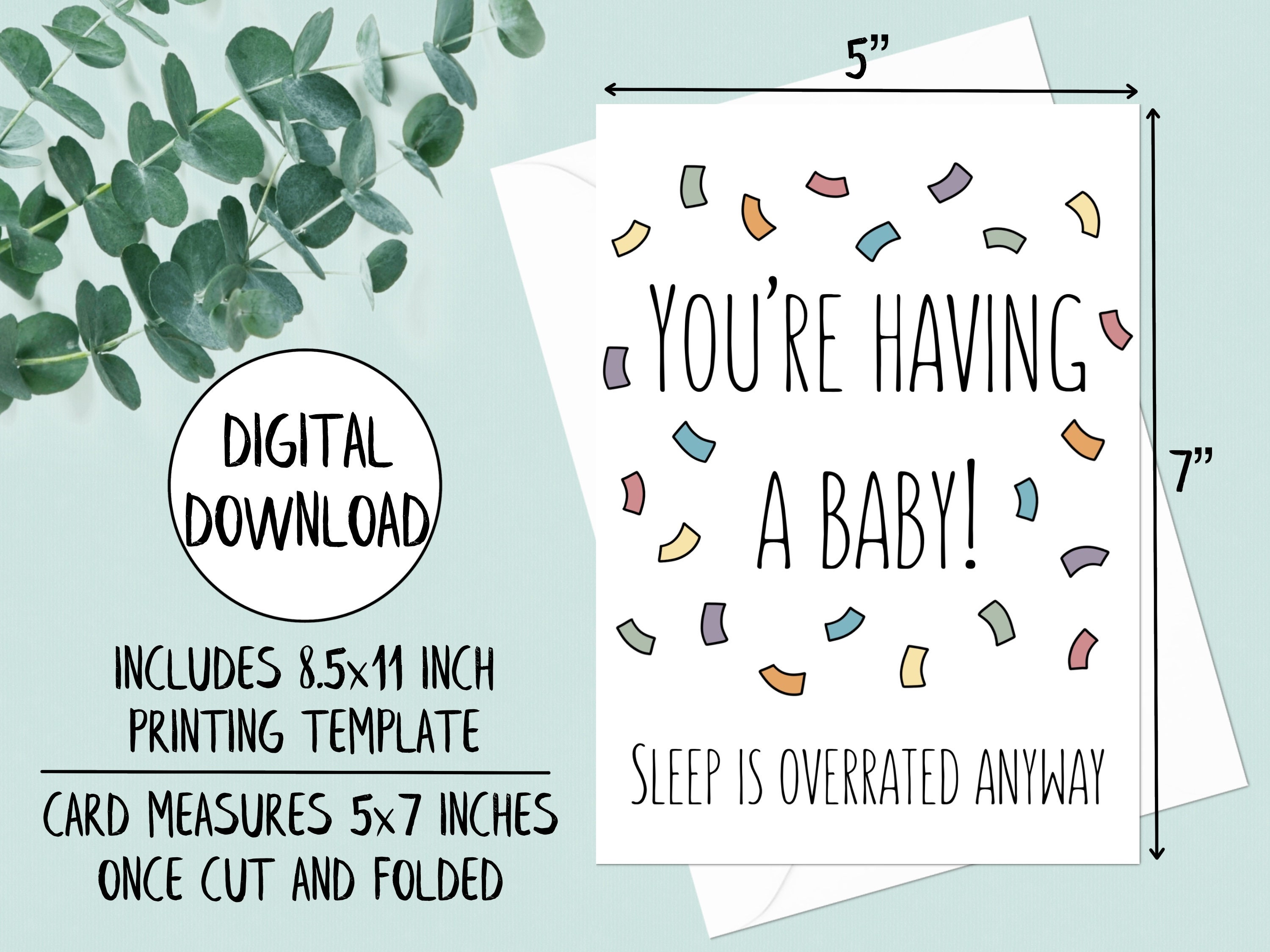 Printable Baby Shower Card Funny Digital New Baby Card - Etsy