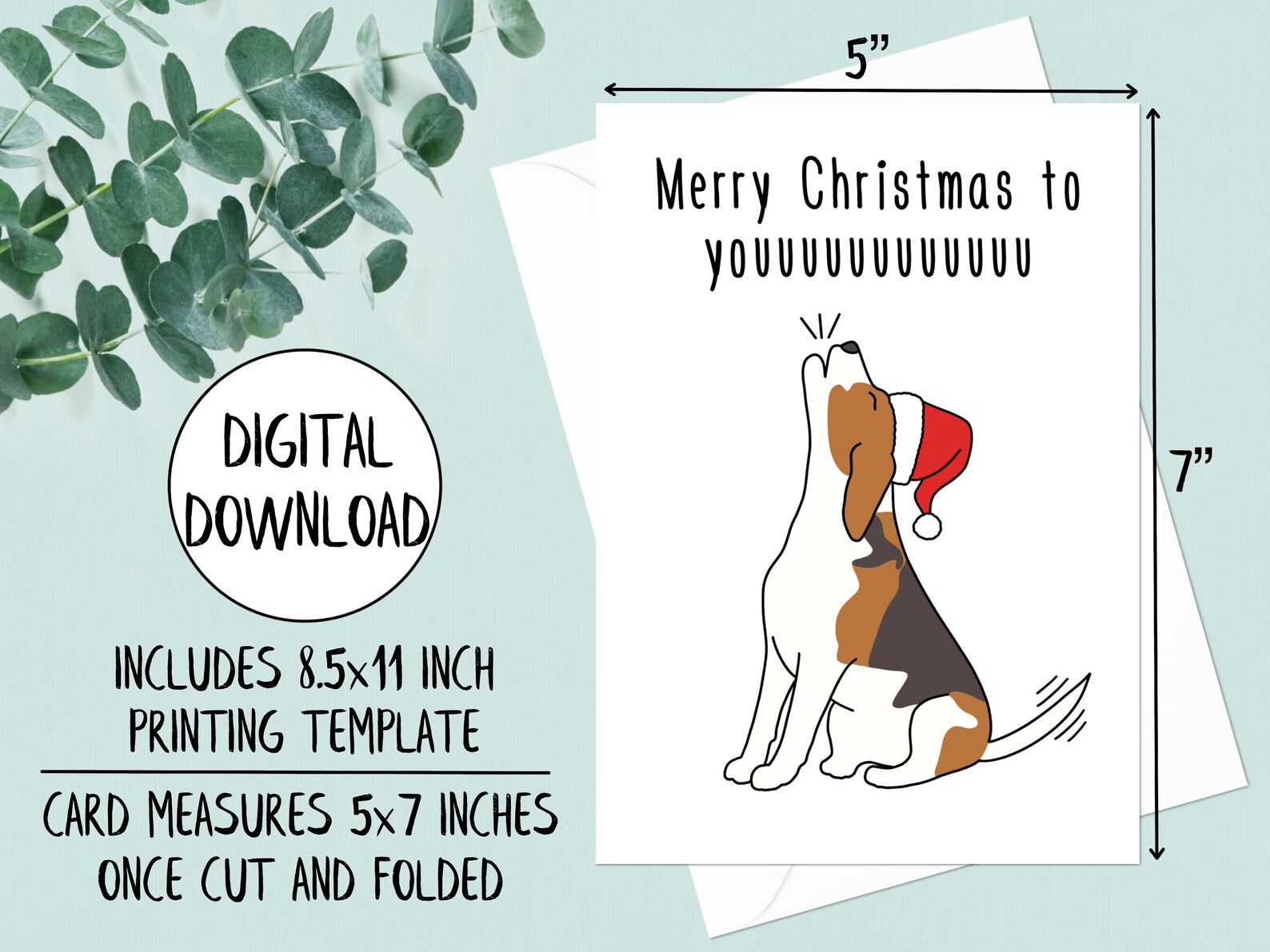 Printable Christmas Card Funny, Dog Christmas Card Digital, Christmas ...