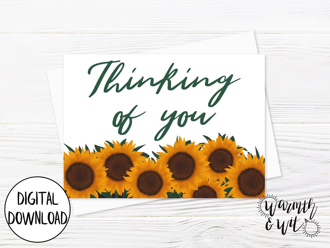 Printable Thinking of You Card, Sunflower Card, Get Well Card Printable ...