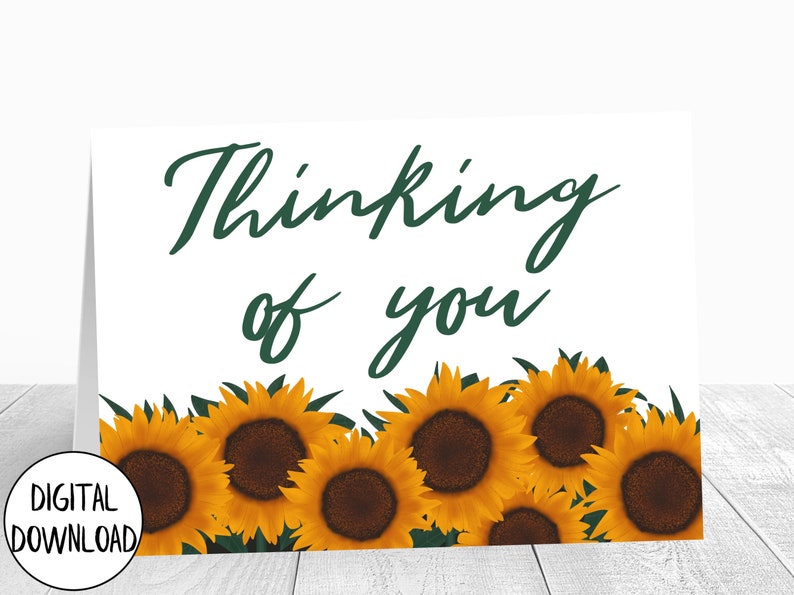 Printable Thinking of You Card, Sunflower Card, Get Well Card Printable ...