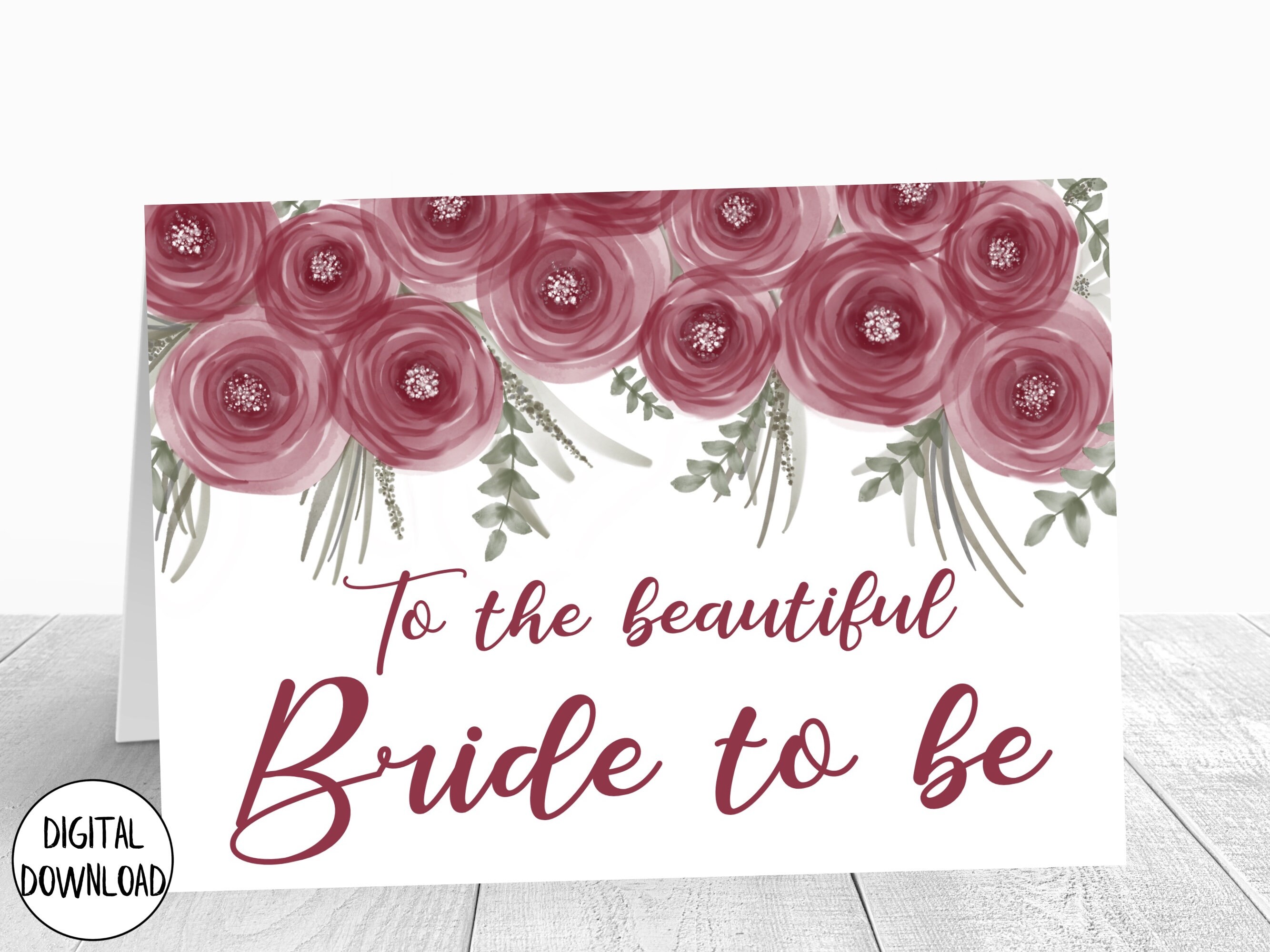 Printable Bridal Shower Card, Bride to Be Card, Printable Wedding Card ...