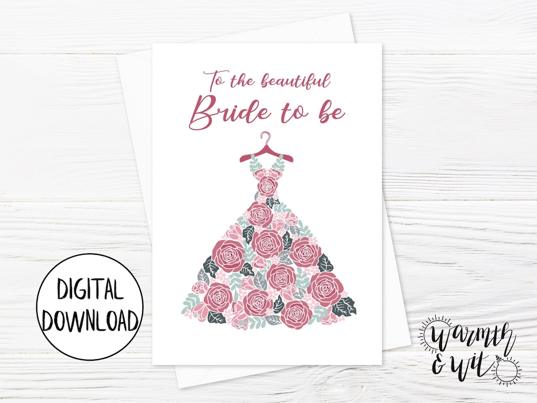 Printable Bridal Shower Card, Bride to Be Card, Wedding Dress Card ...