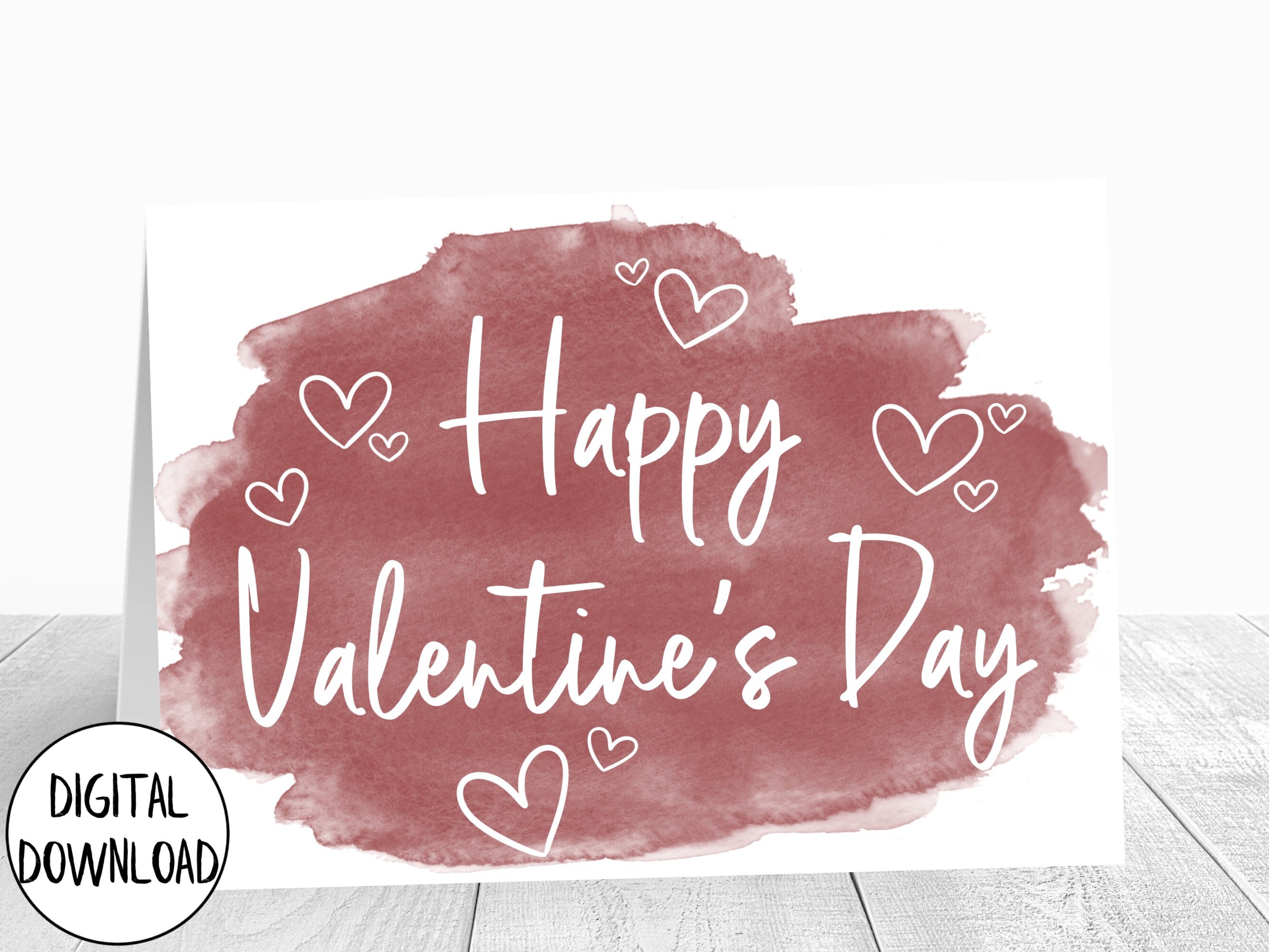 Printable Valentines Day Card Digital, Valentine Card Watercolor, for ...