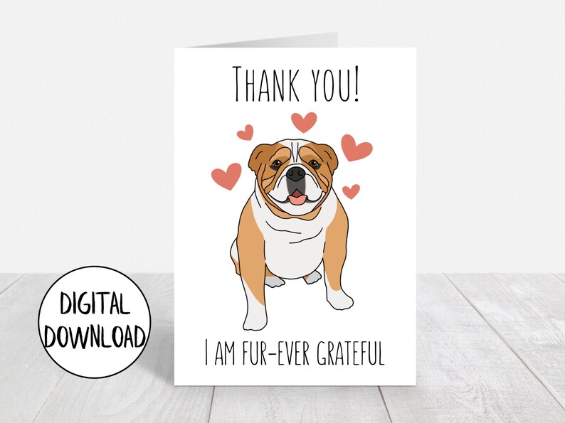 Printable Thank You Card Funny, Dog Thank You Cards, Digital Thank You ...