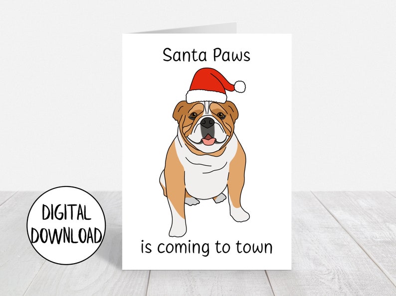Printable Christmas Card Funny, Dog Christmas Card Digital, Santa Paws ...