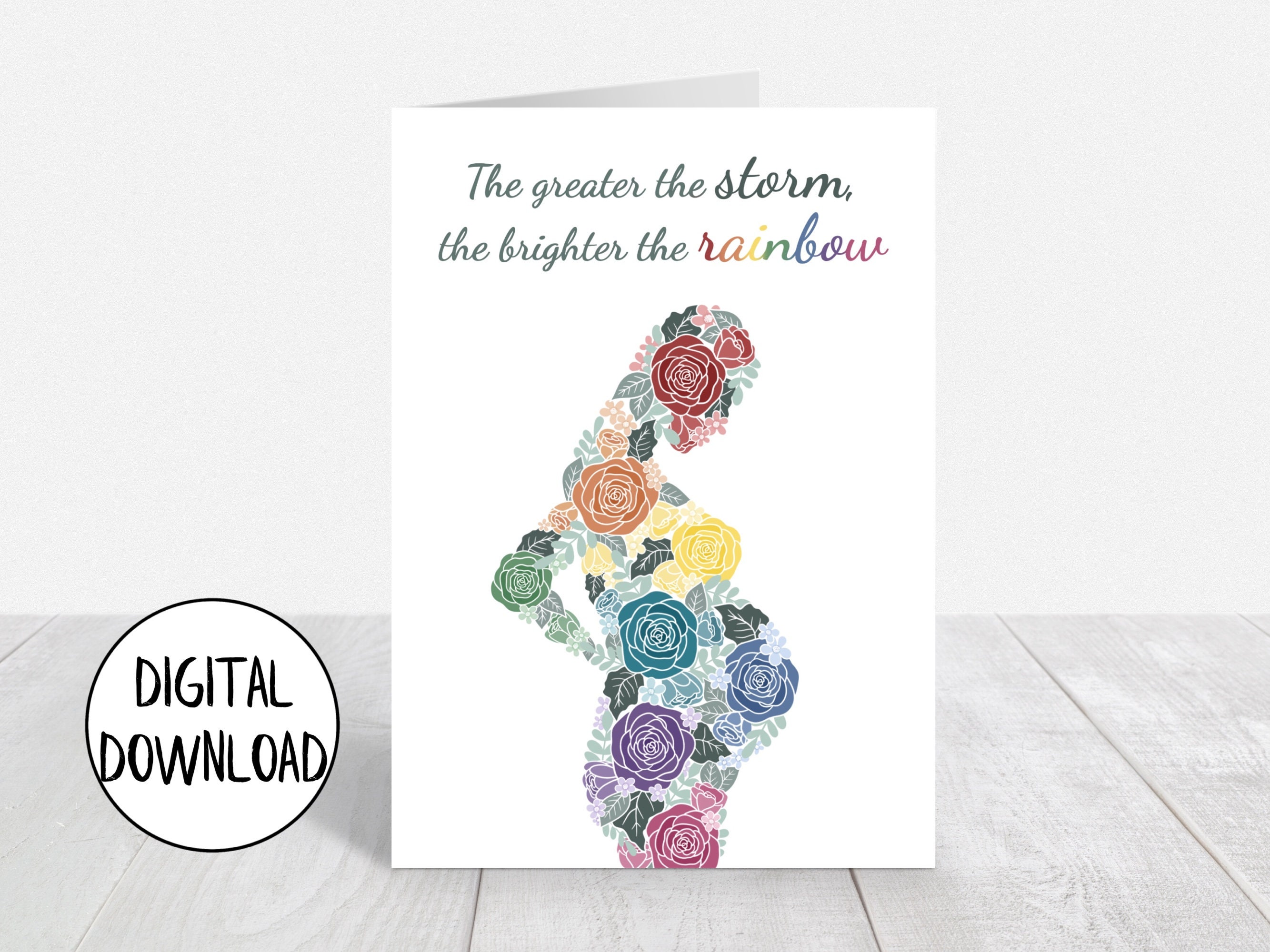 Printable Rainbow Baby Card, Printable Baby Shower Card, Digital New ...