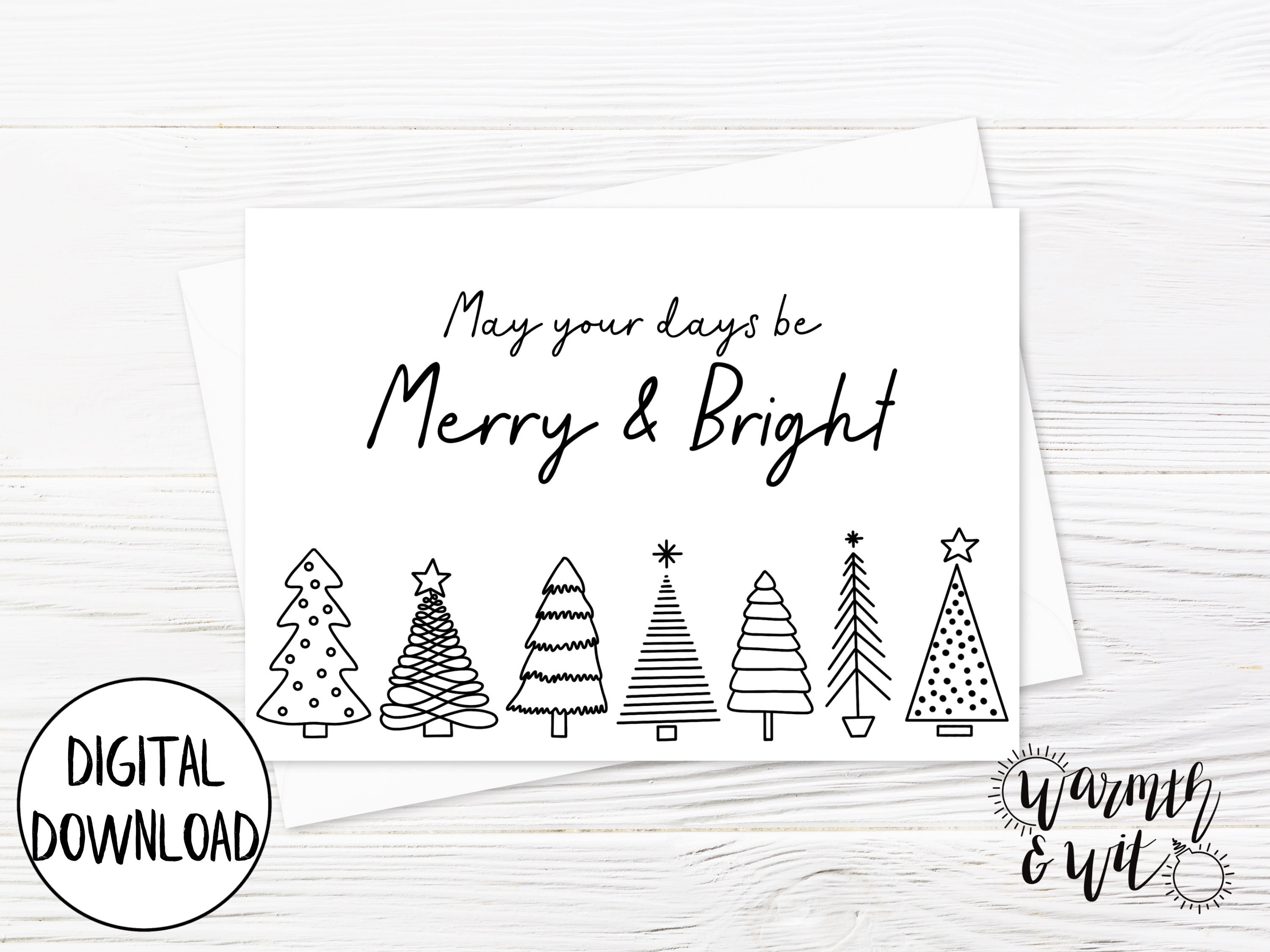 Black And White Printable Christmas Cards