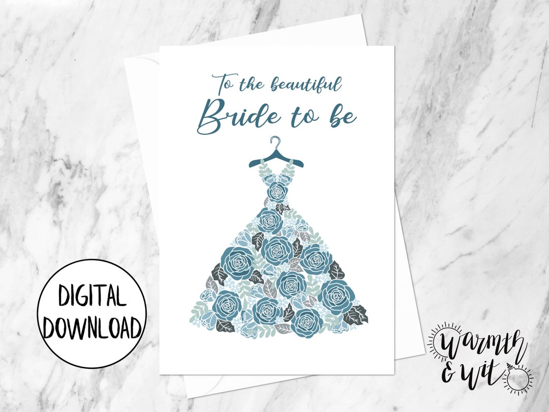 Printable Bridal Shower Card, Bride to Be Card, Wedding Dress Card ...