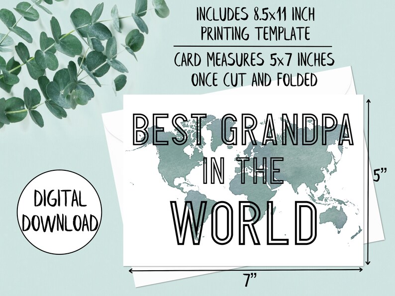 Printable Father's Day Card for Grandpa, for Grandfather, Grandpa Card ...
