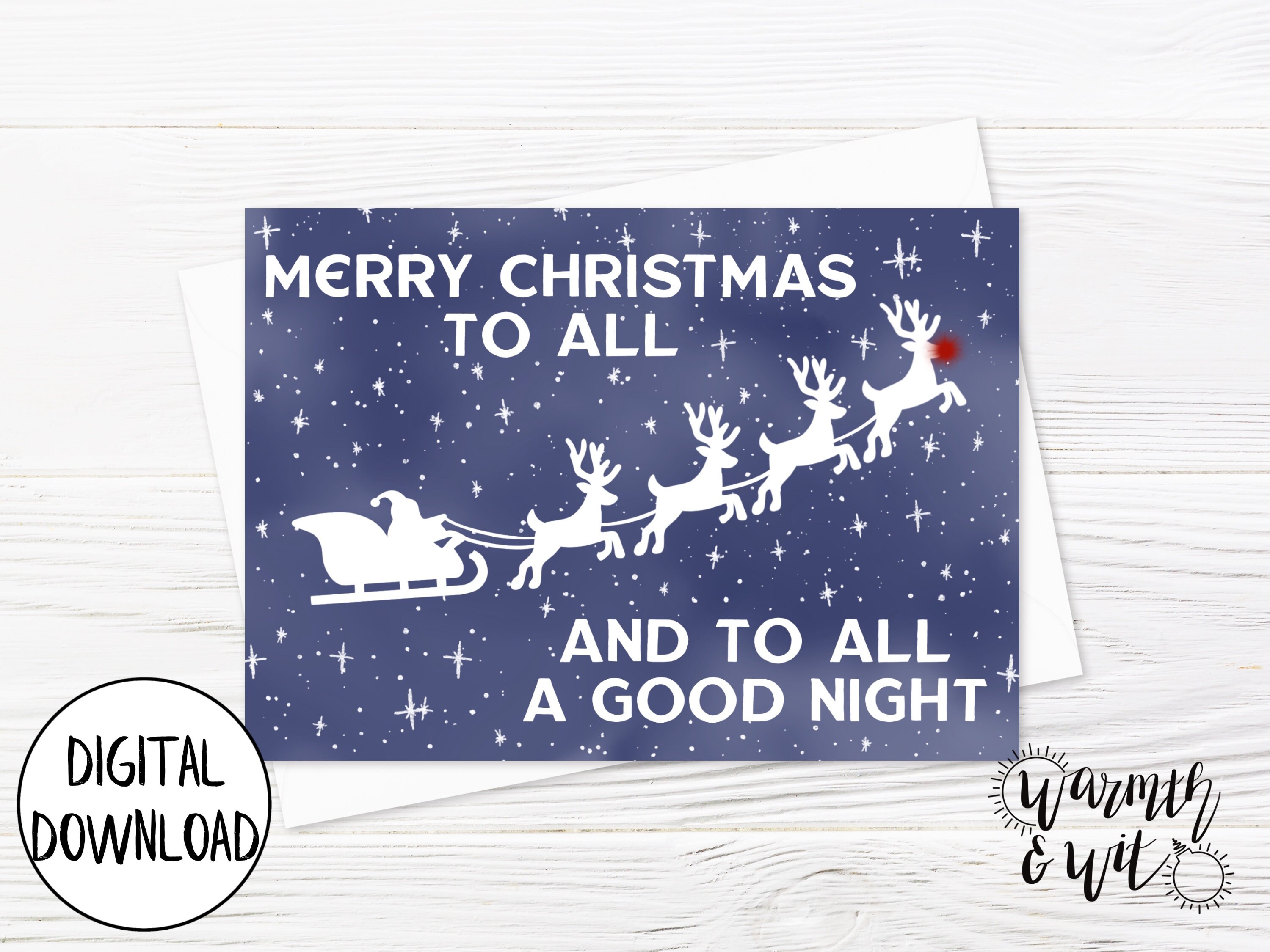 Printable Christmas Card Santa Claus, Reindeer Christmas Card ...