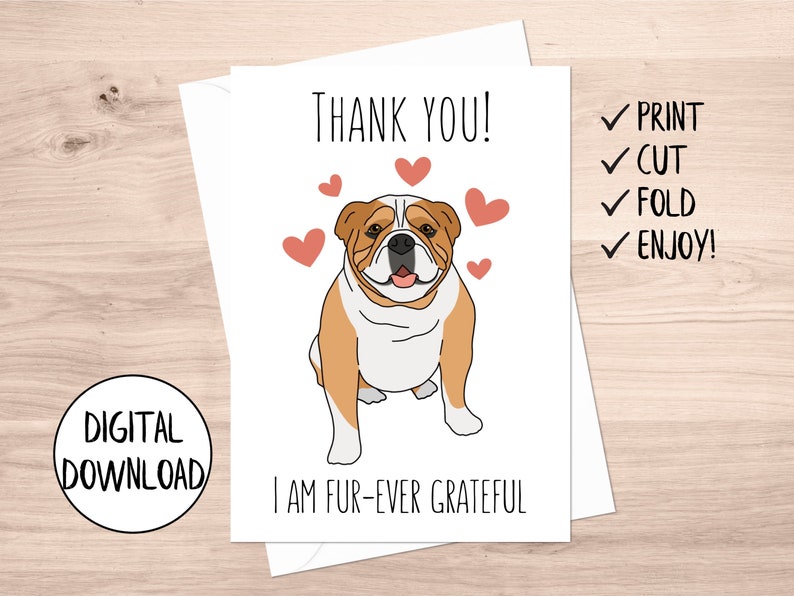 Printable Thank You Card Funny, Dog Thank You Cards, Digital Thank You ...