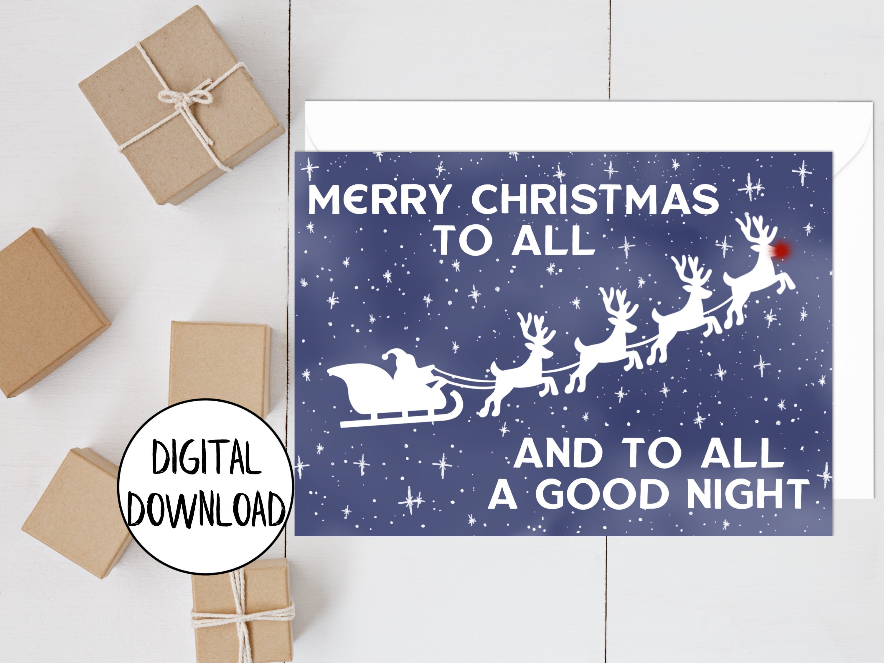 Printable Christmas Card Santa Claus, Reindeer Christmas Card ...