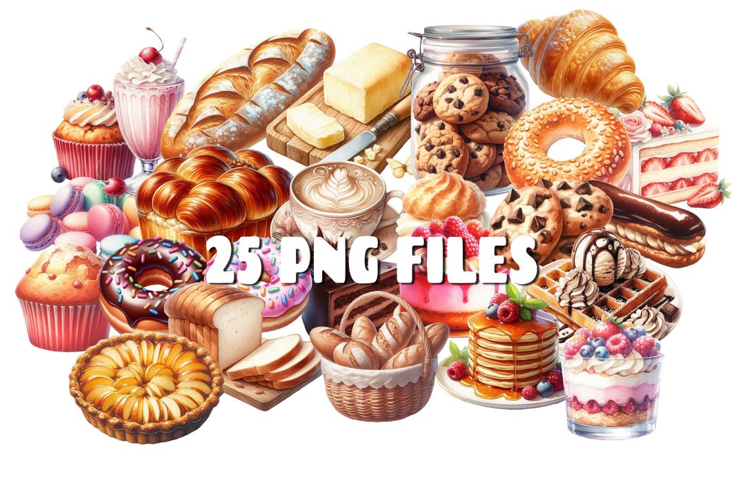 Bakery and Pastry Clipart , 25 High Quality PNG Files , Sweet ...