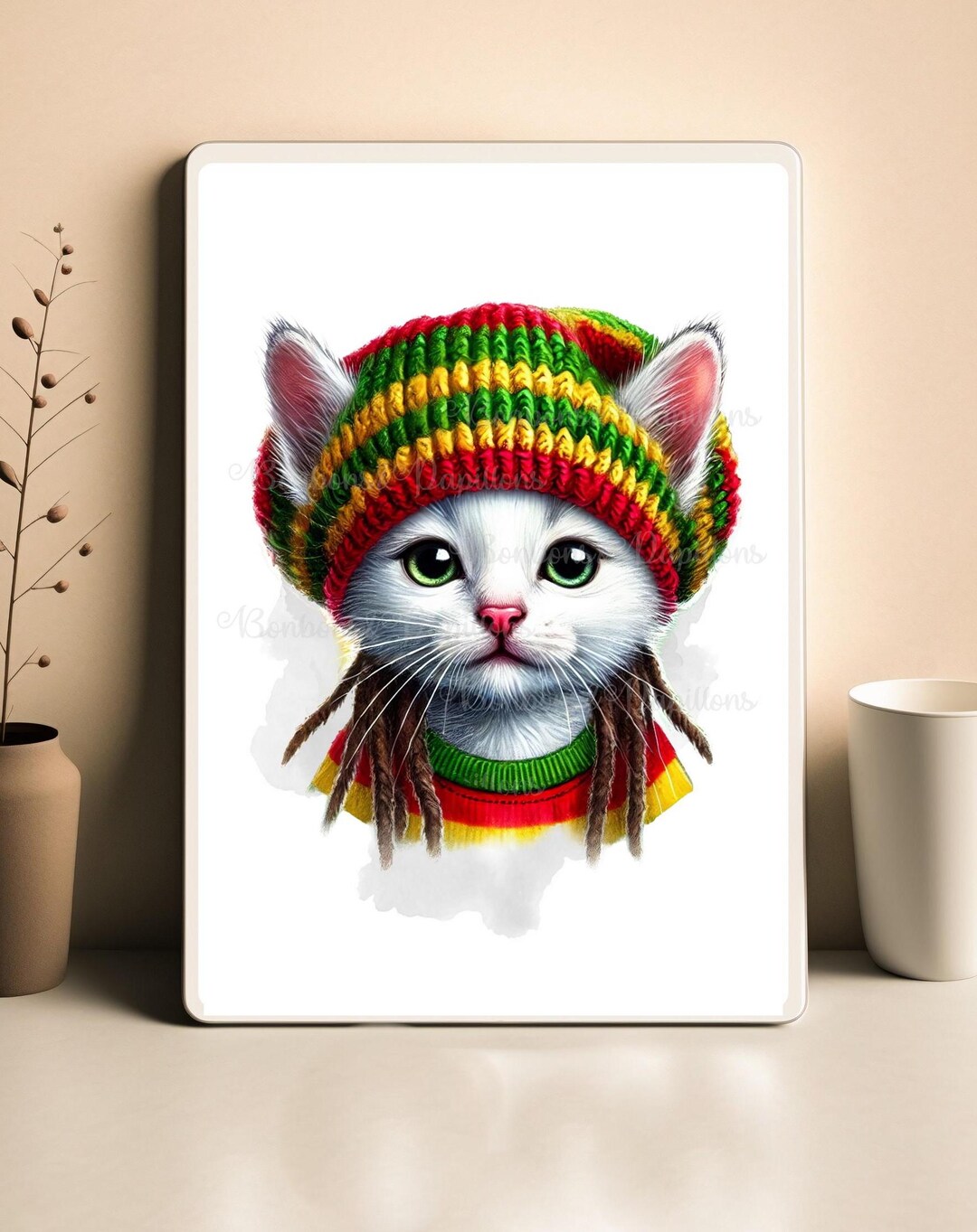 Rasta Cat Poster, Wall Decoration PDF File, Rastachat Poster - Etsy