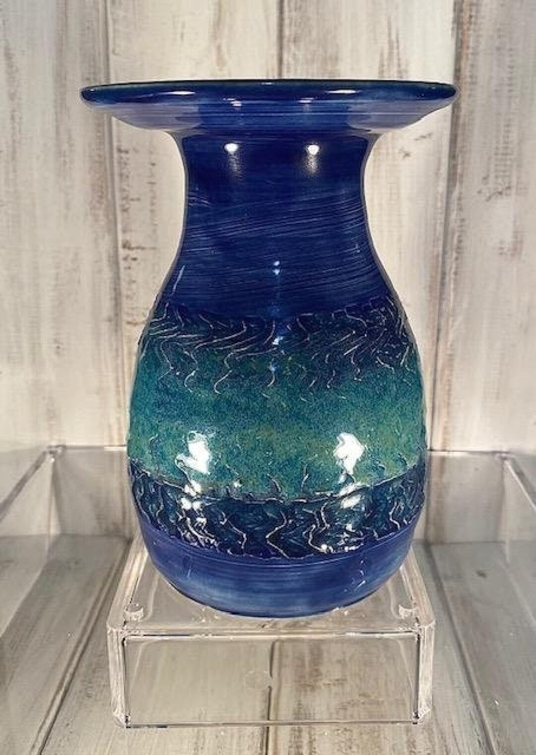 6 Textured Cobalt Flat Top Vase - Etsy