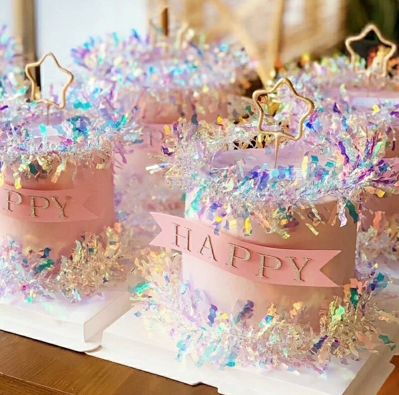 10 Pcs Glitter Cake Topper Birthday Colorful Firework - Etsy