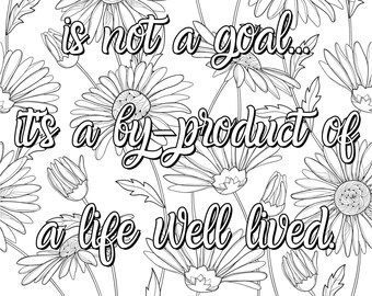 Inspirational Coloring Page-happiness is Enjoying Life - Etsy