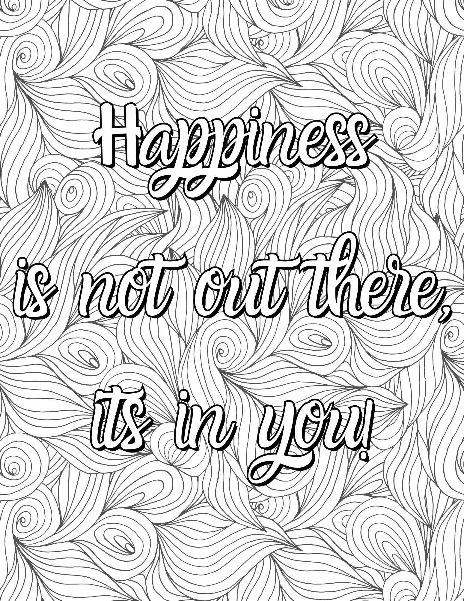 Inspirational Coloring Page-happiness is in You - Etsy