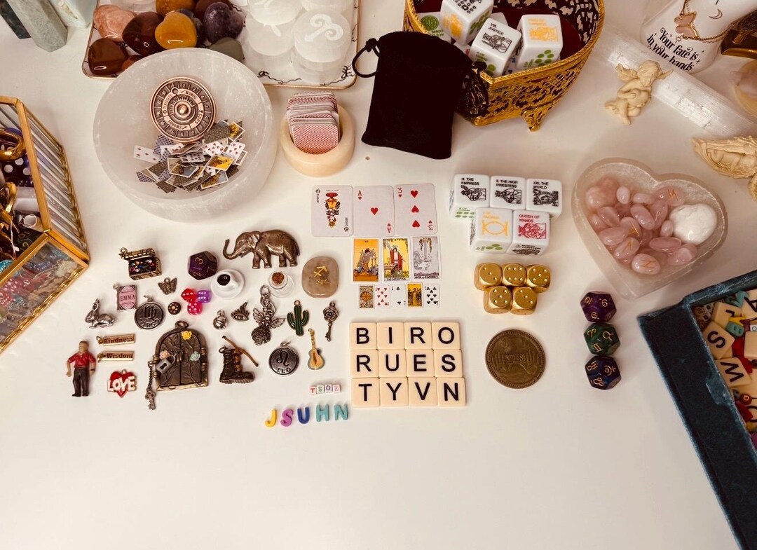 Charm Reading + Mini Tarot + Tiny Tarot + Initials + Astro Dice +angel ...