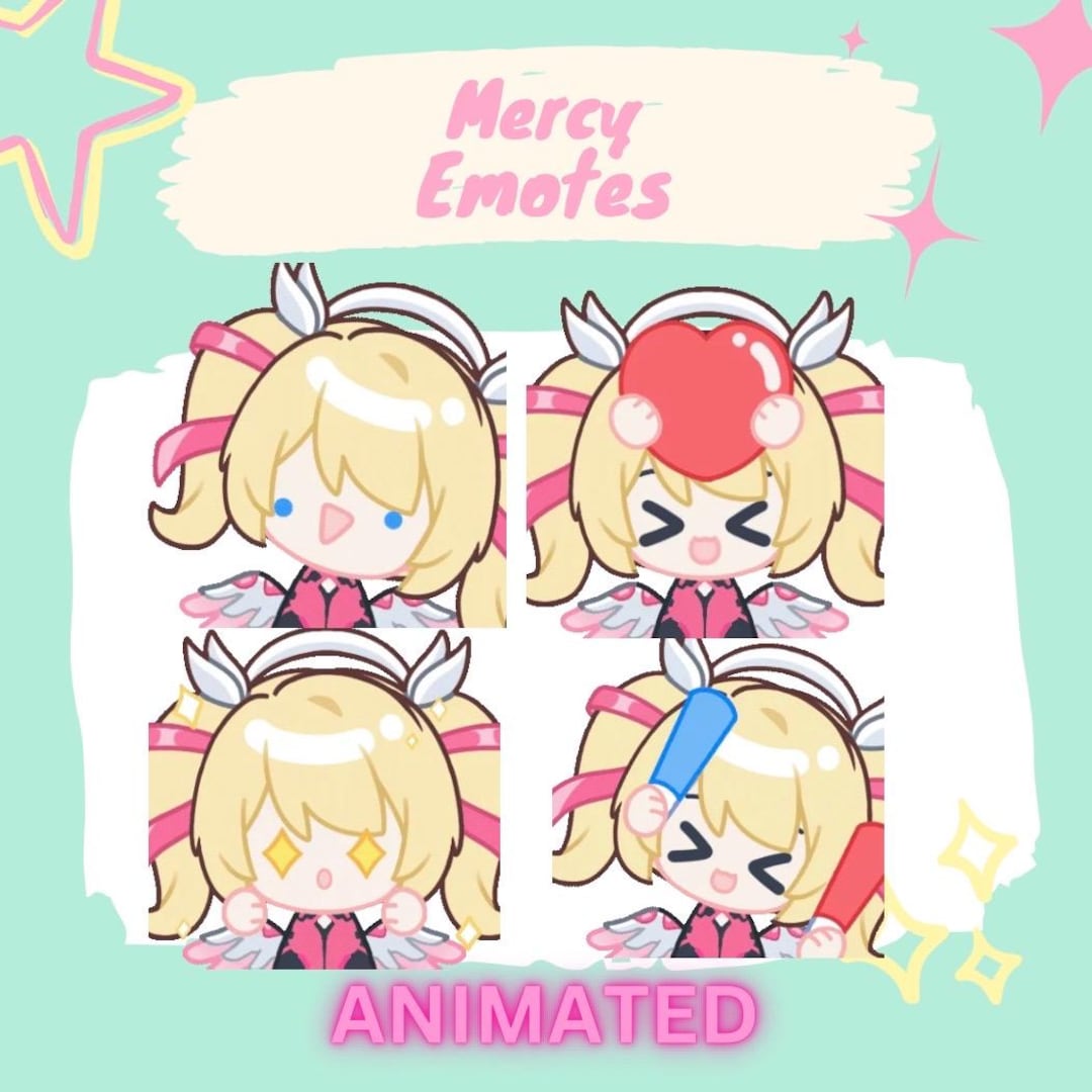 Animated Pink Mercy Emotes Pack | Twitch Discord Emote Sticker ...