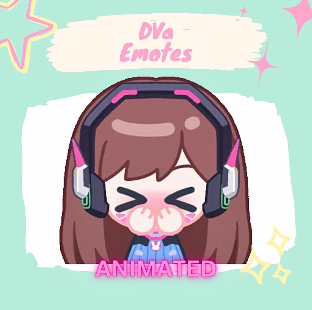 Animated Dva Emotes Shy Face | Twitch Discord Emote Sticker | Instant ...