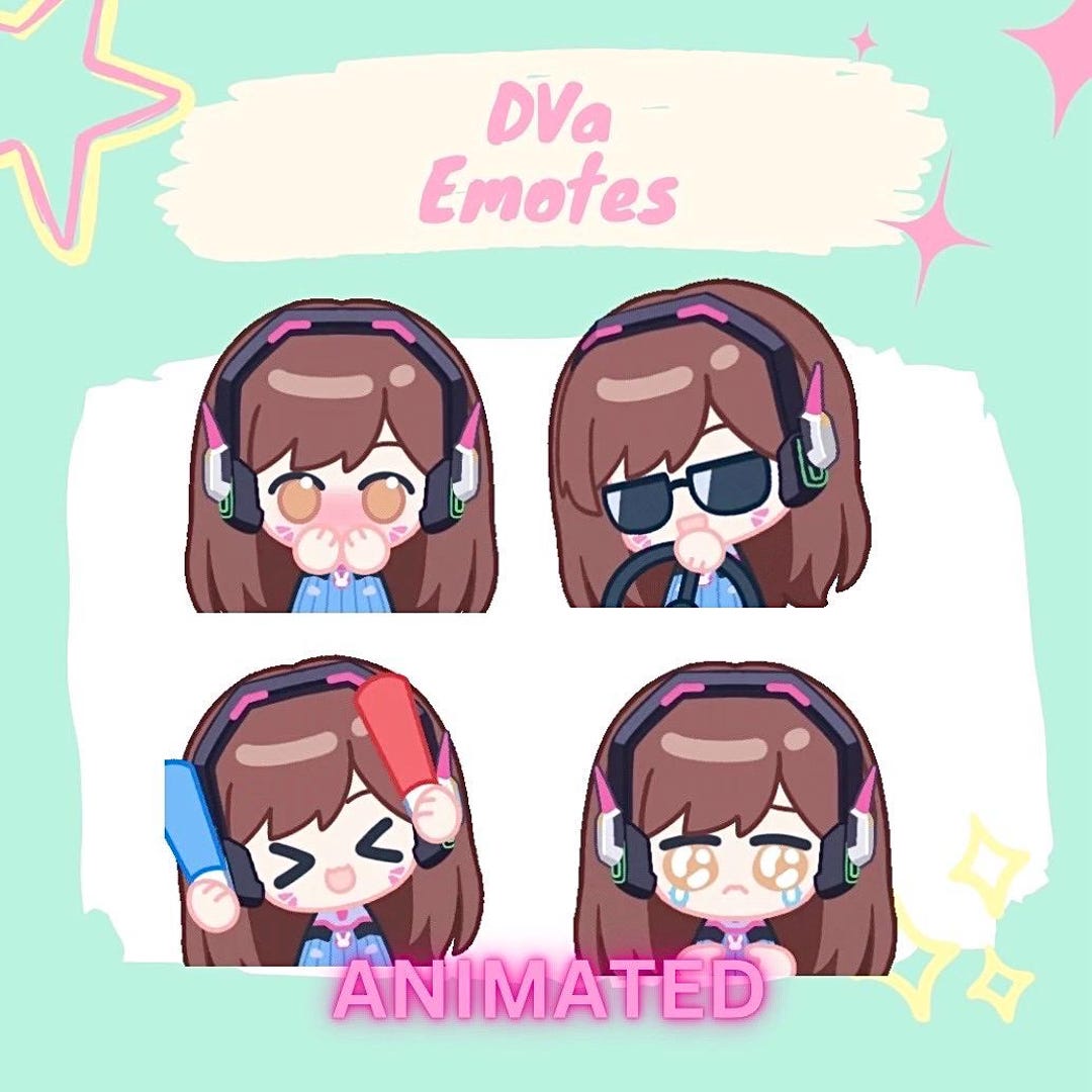 Animated Dva Emotes Pack | Twitch Discord Emote Sticker | Instant ...