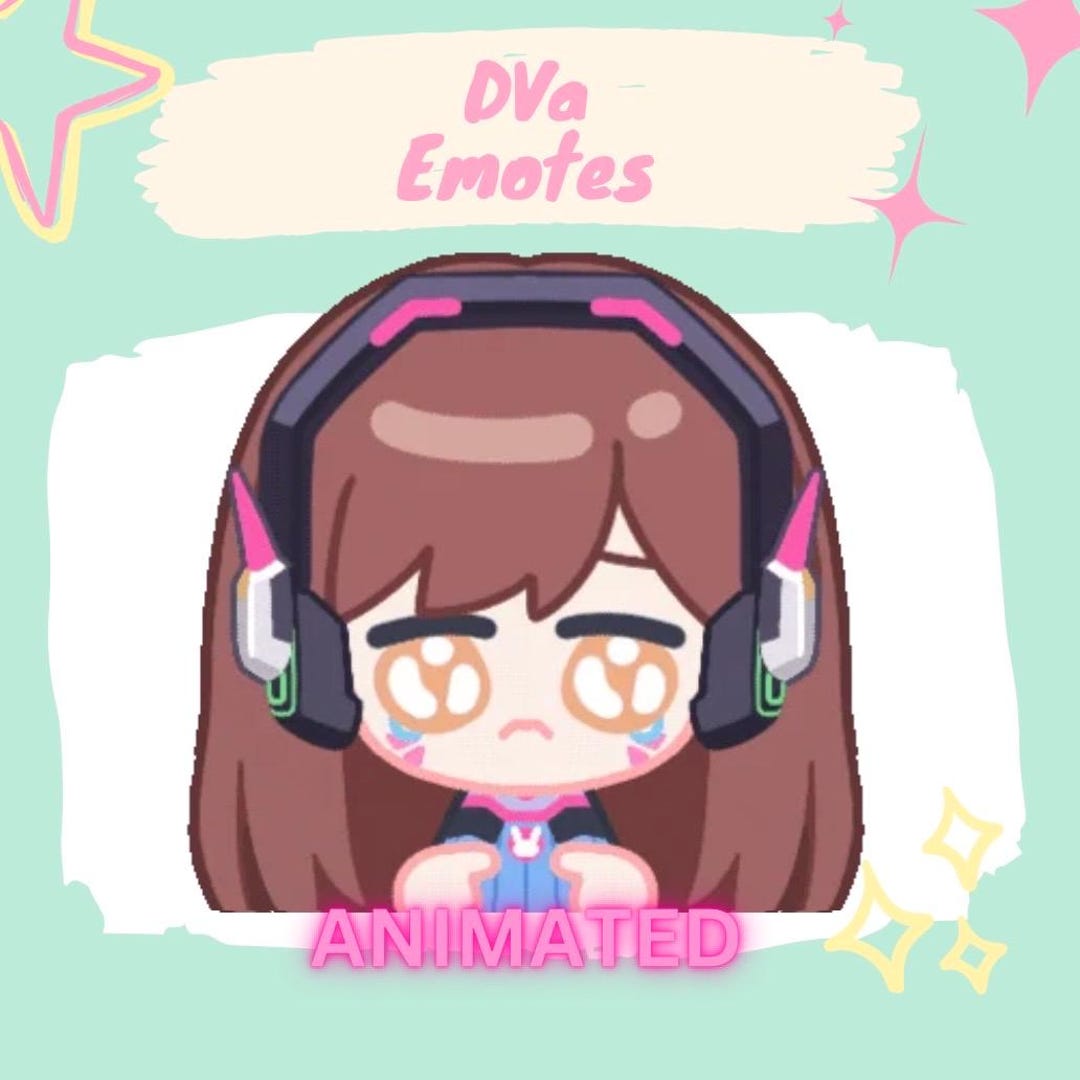 Animated Dva Emotes Crying | Twitch Discord Emote Sticker | Instant ...
