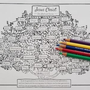 Matthew 1:1-17 Jesus Genealogy Family Tree - Bible Study Coloring Page ...