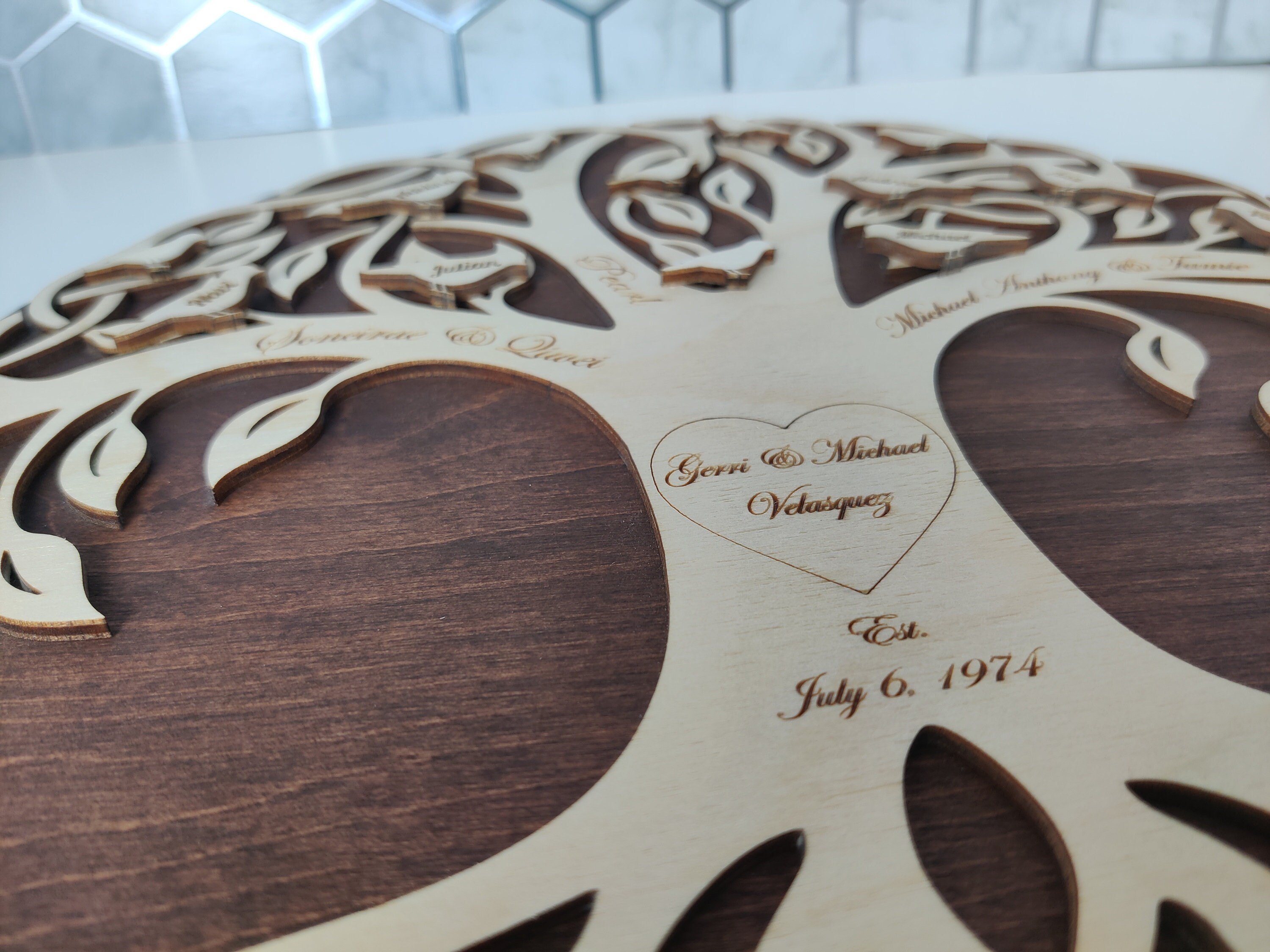 Personalized Family Tree Wood Frame Sign - Custom Family Tree Gift ...