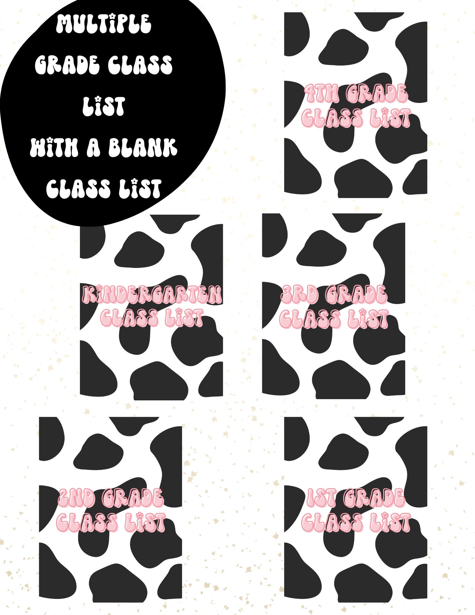 Cow Print and Pink Student Teacher Binder Tabs NOT EDITABLE, Printable ...
