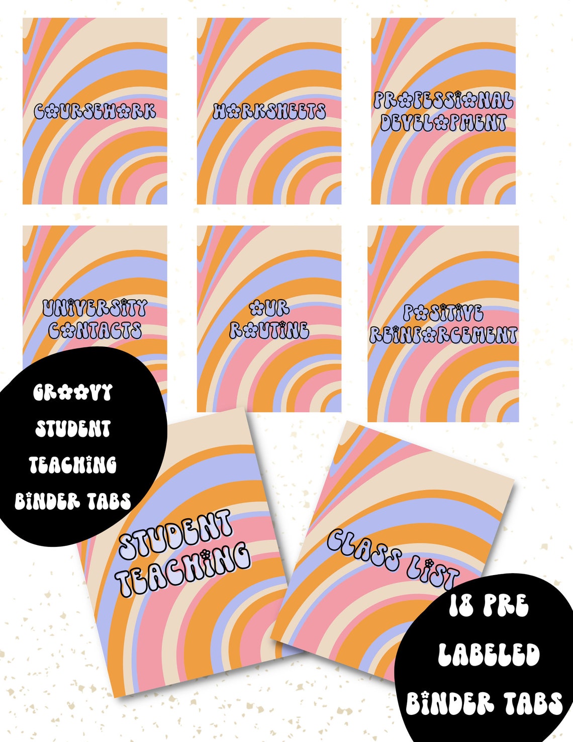 Groovy Student Teaching Binder Tabs Printable, PDF Files, Student ...