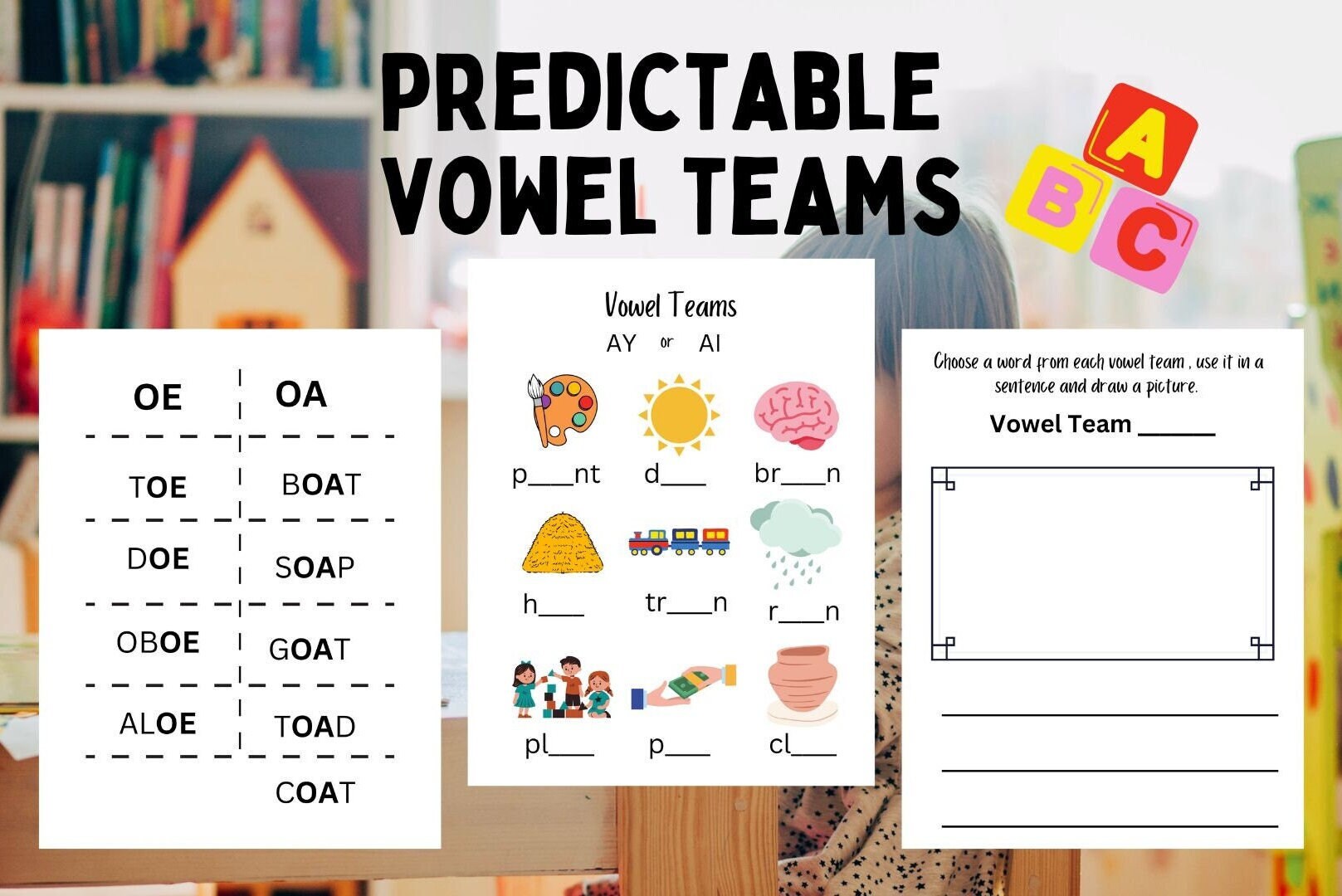 Vowel Teams Worksheets / Phonics Reading First Grade Second Grade ...