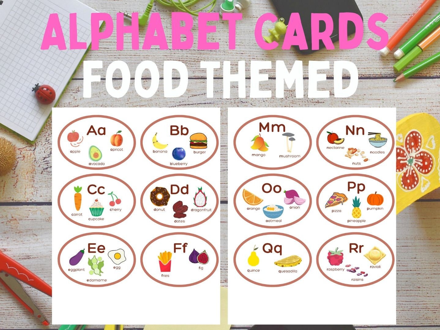 Alphabet Picture Flash Cards // Preschool ABC Phonics Printable ...
