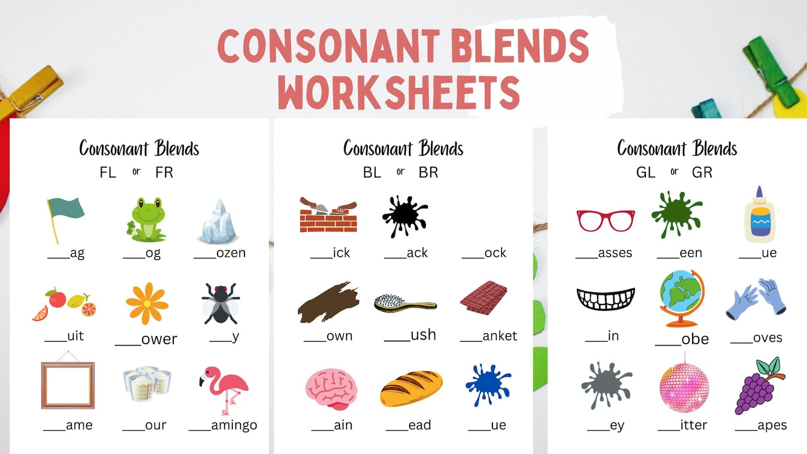 Consonant Blends Worksheets * Phonics * Elementary Reader * First Grade ...