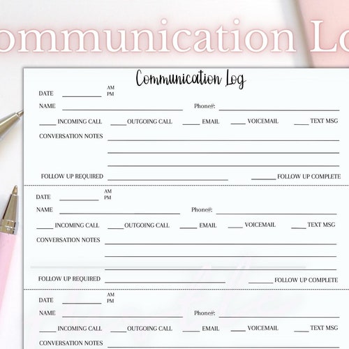 Communication Log Call Tracking Forms Daily Call Log Any - Etsy