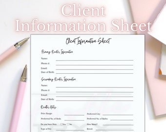 Real Estate Contact Information Sheet Realtor Marketing - Etsy