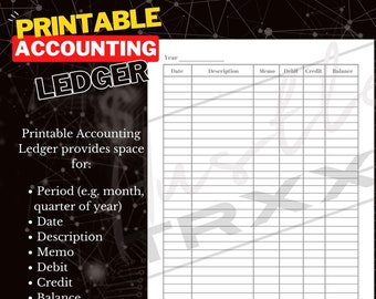 Printable Accounting Ledger Bookkeeping Journal for Small Businesses ...