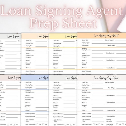 Loan Signing Agent Prep Sheet Notary Notary Marketing - Etsy