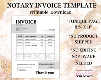 Notary Signing Agent Invoice - Etsy
