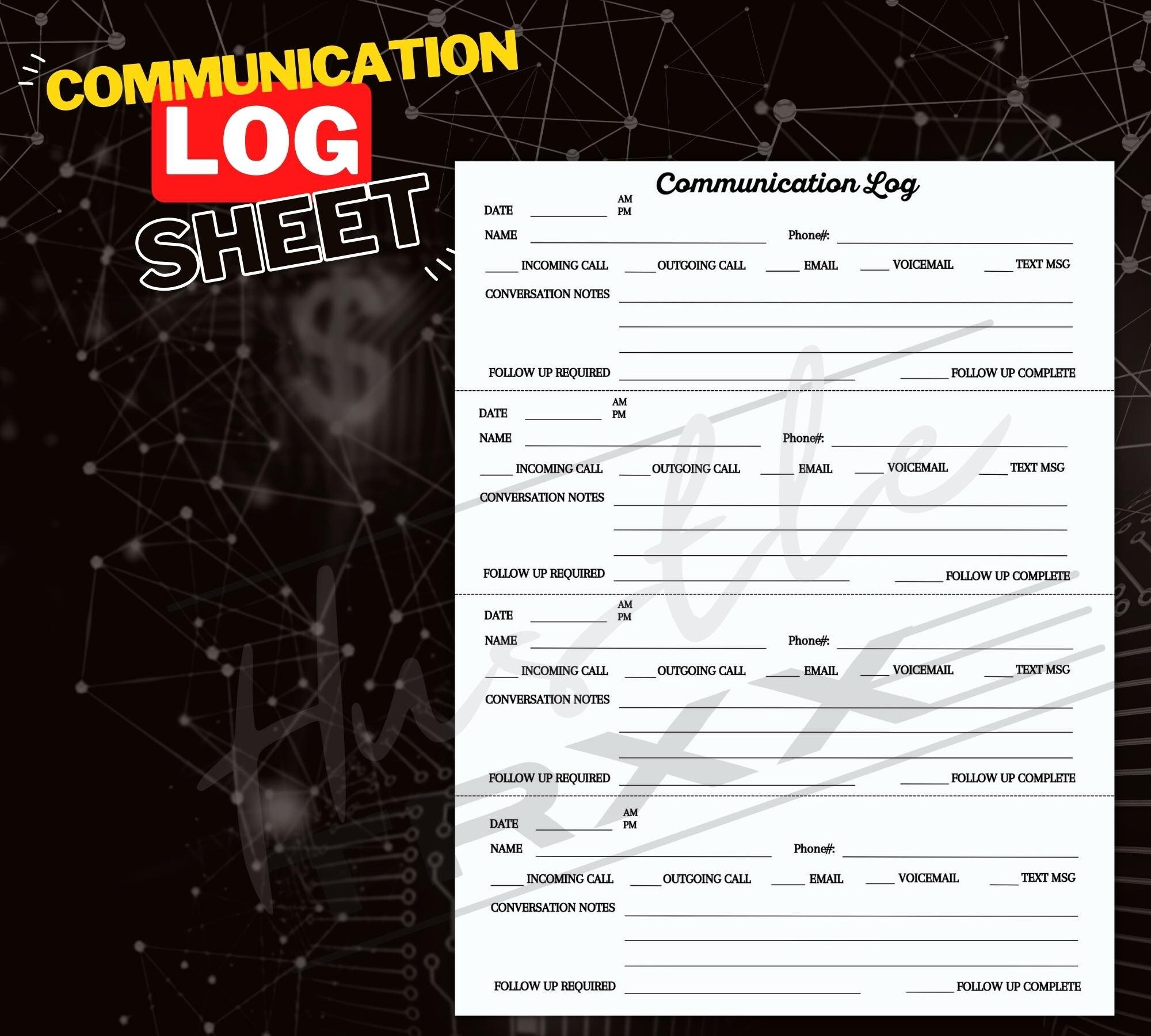Communication Log | Call Tracking Forms | Daily Call Log | Any Industry ...
