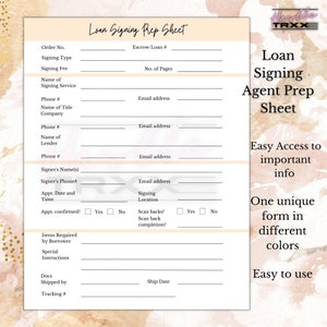 Loan Signing Agent Prep Sheet: Notary Forms (instant Download) - Etsy